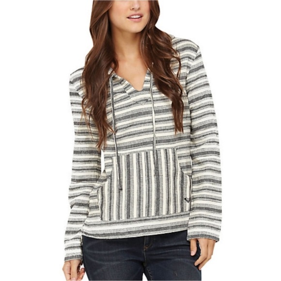 Roxy | Sweaters | Roxy Striped Poncho Baja Beach Pullover Hoodie Womens ...